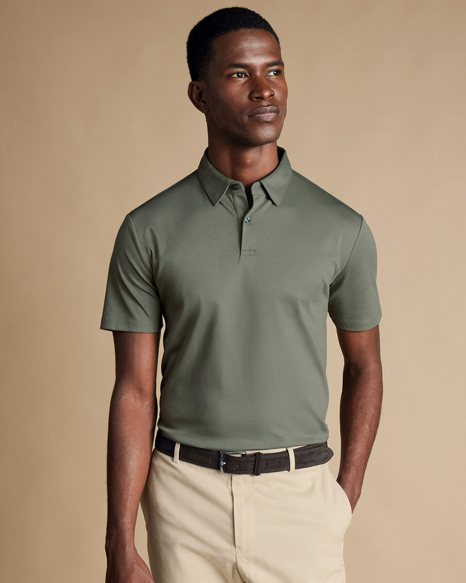 Smart Jersey Polo - Sage Green | Charles Tyrwhitt