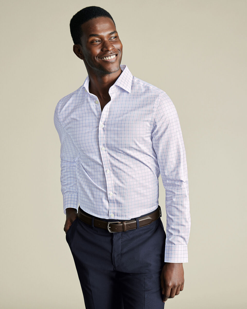 Luxury Check Shirt - Pink & Sky | Charles Tyrwhitt