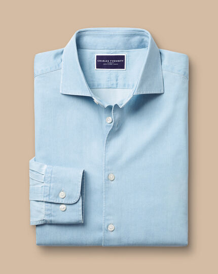 Spread Collar Denim Shirt - Light Blue | Charles Tyrwhitt