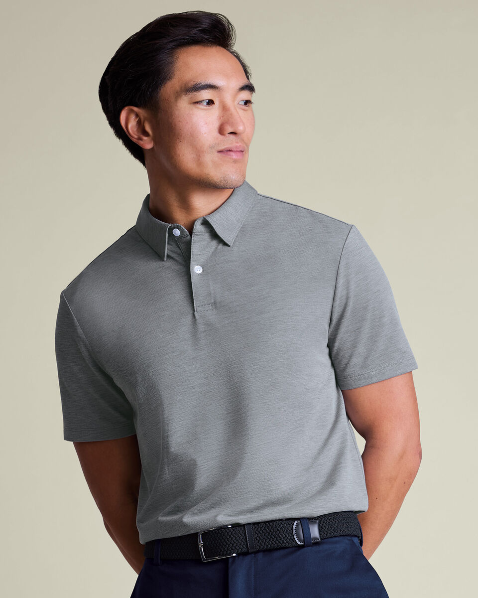 Performance Jersey Polo - Flint Grey | Charles Tyrwhitt