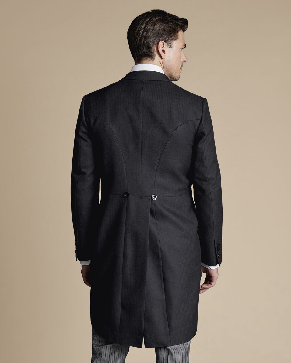 Morning Suit Tail Coat - Black Herringbone | Charles Tyrwhitt