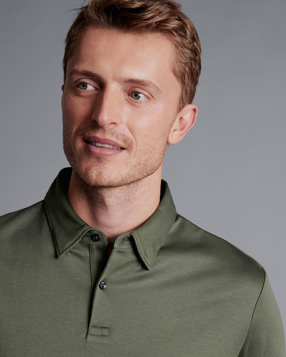 Smart Jersey Polo - Olive Green | Charles Tyrwhitt