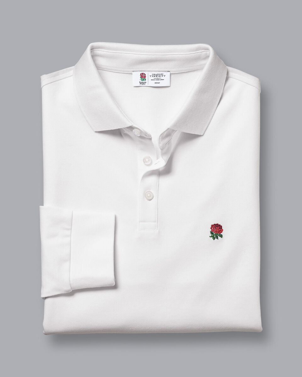 Polo England Rugby À Manches Longues - Blanc | Charles Tyrwhitt