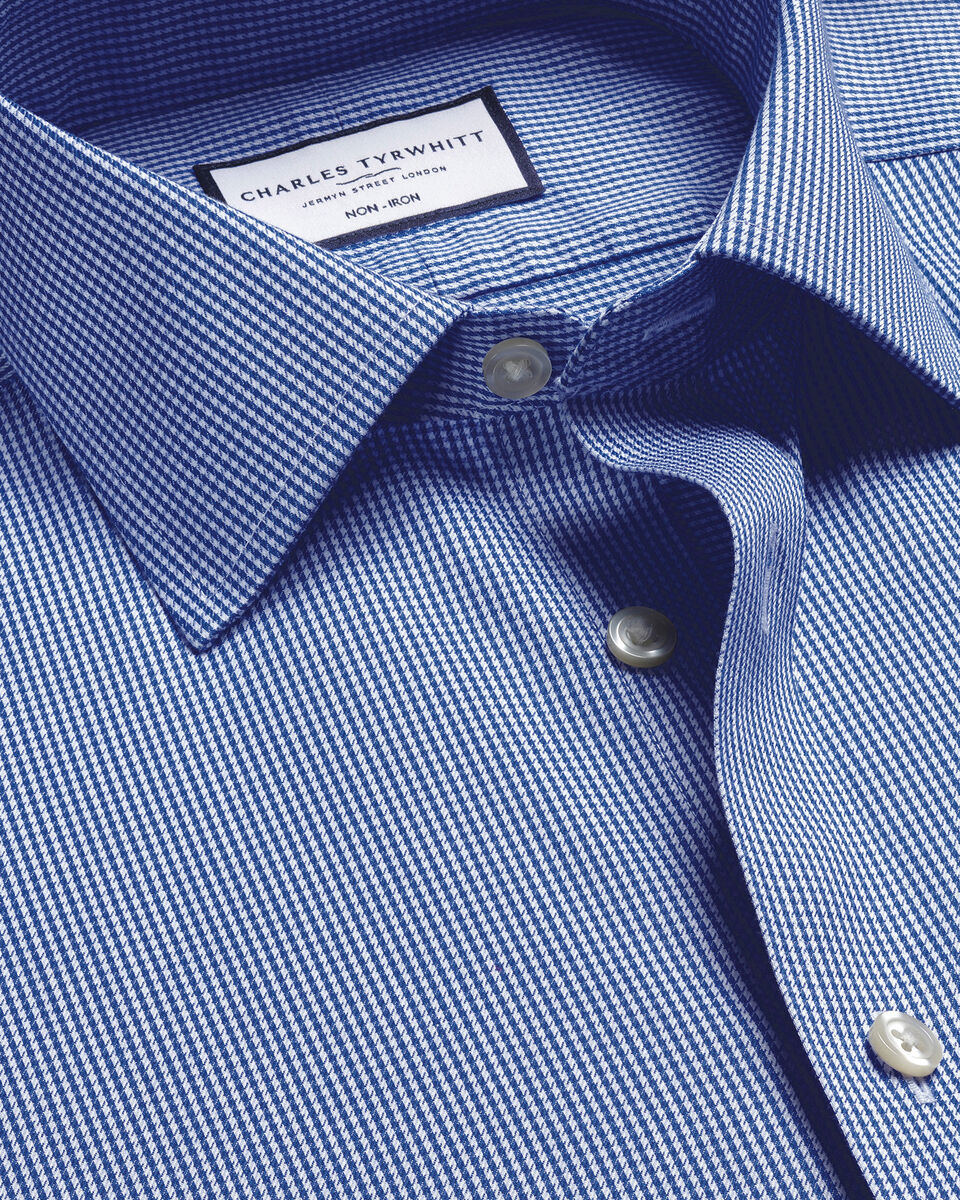 Non-Iron Puppytooth Shirt - Royal Blue | Charles Tyrwhitt