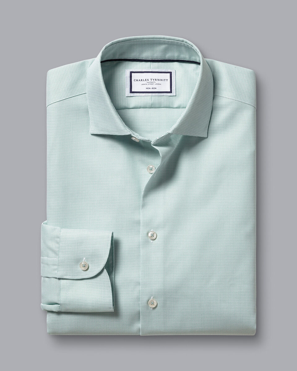 Non-Iron Rectangle Stretch Texture Shirt - Spearmint Green | Charles ...