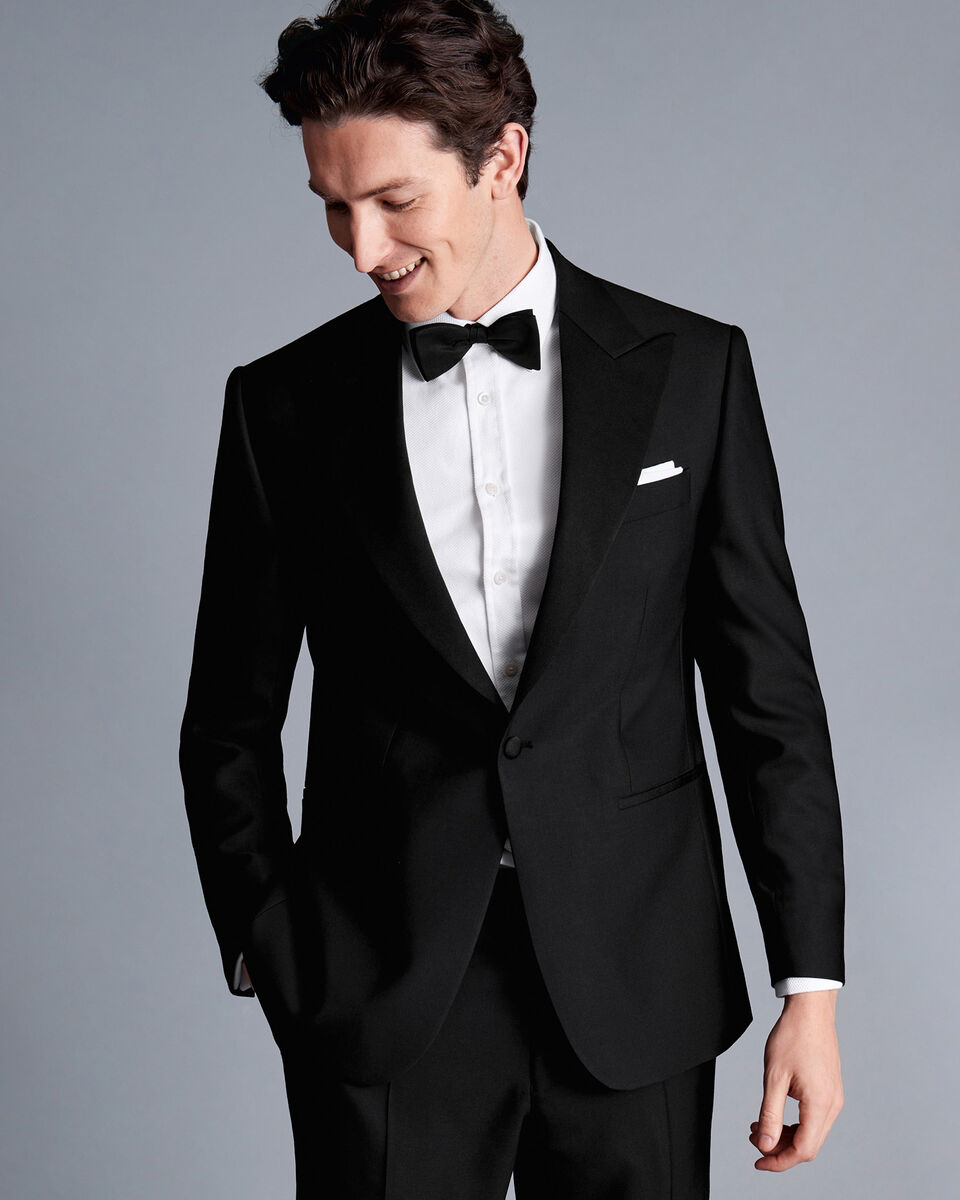 Peak Lapel Tuxedo Dinner Suit - Black | Charles Tyrwhitt