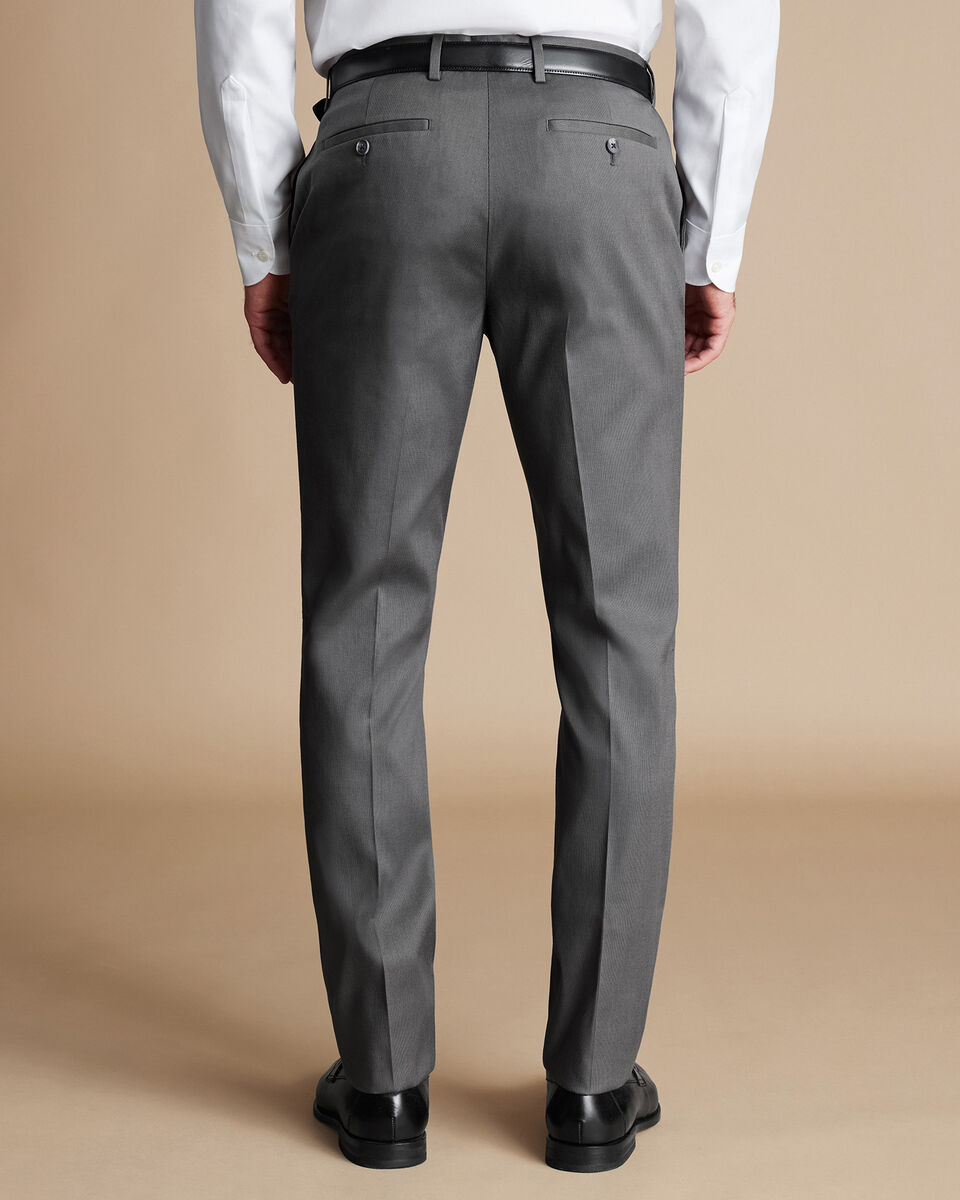 Smart Stretch Texture Trousers - Charcoal Grey | Charles Tyrwhitt