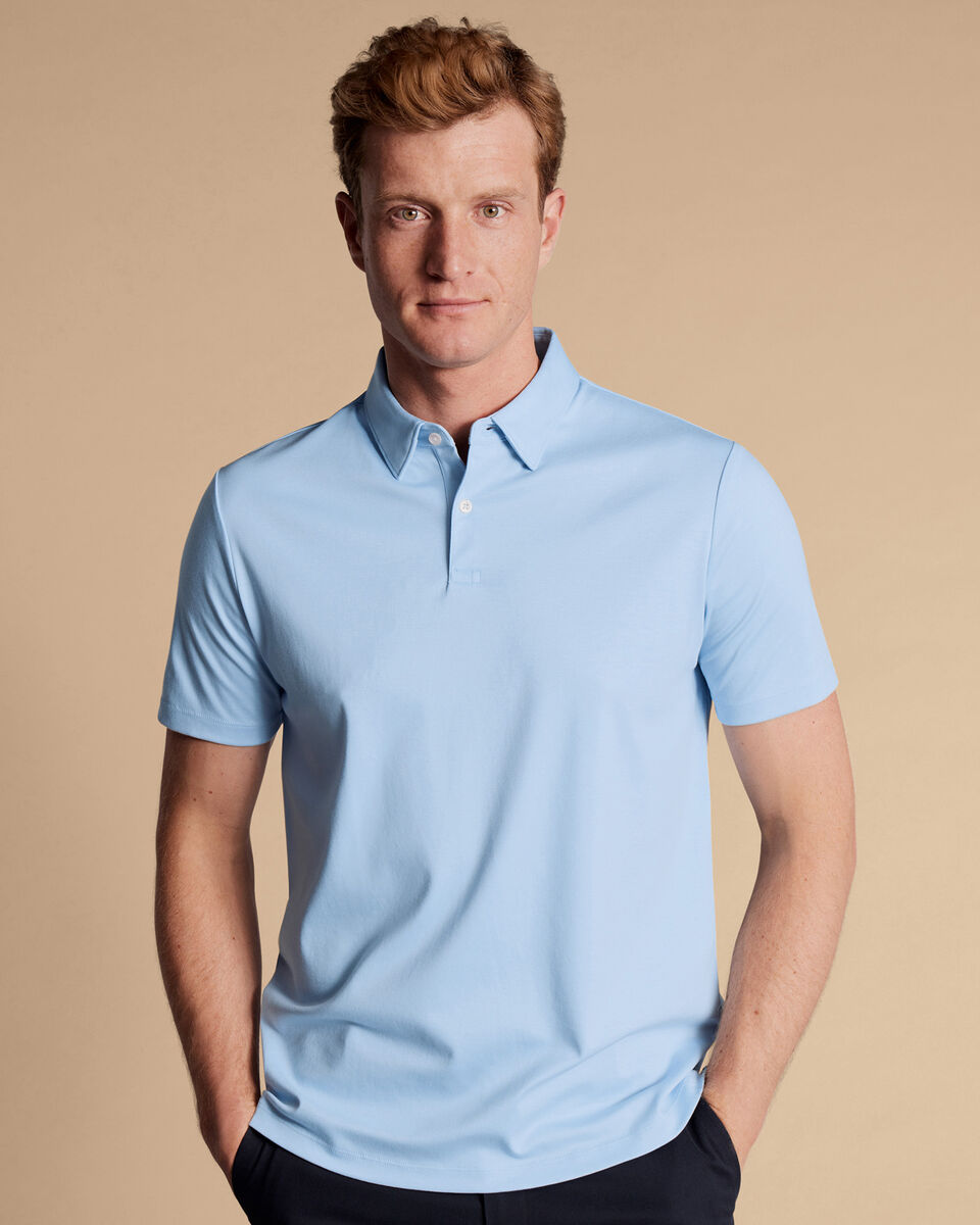 Smart Jersey Polo - Sky Blue | Charles Tyrwhitt