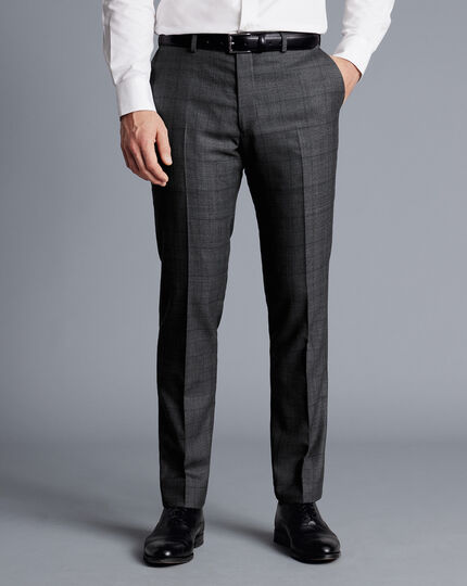 Ultimate Performance Check Suit Pants - Charcoal Grey | Charles Tyrwhitt