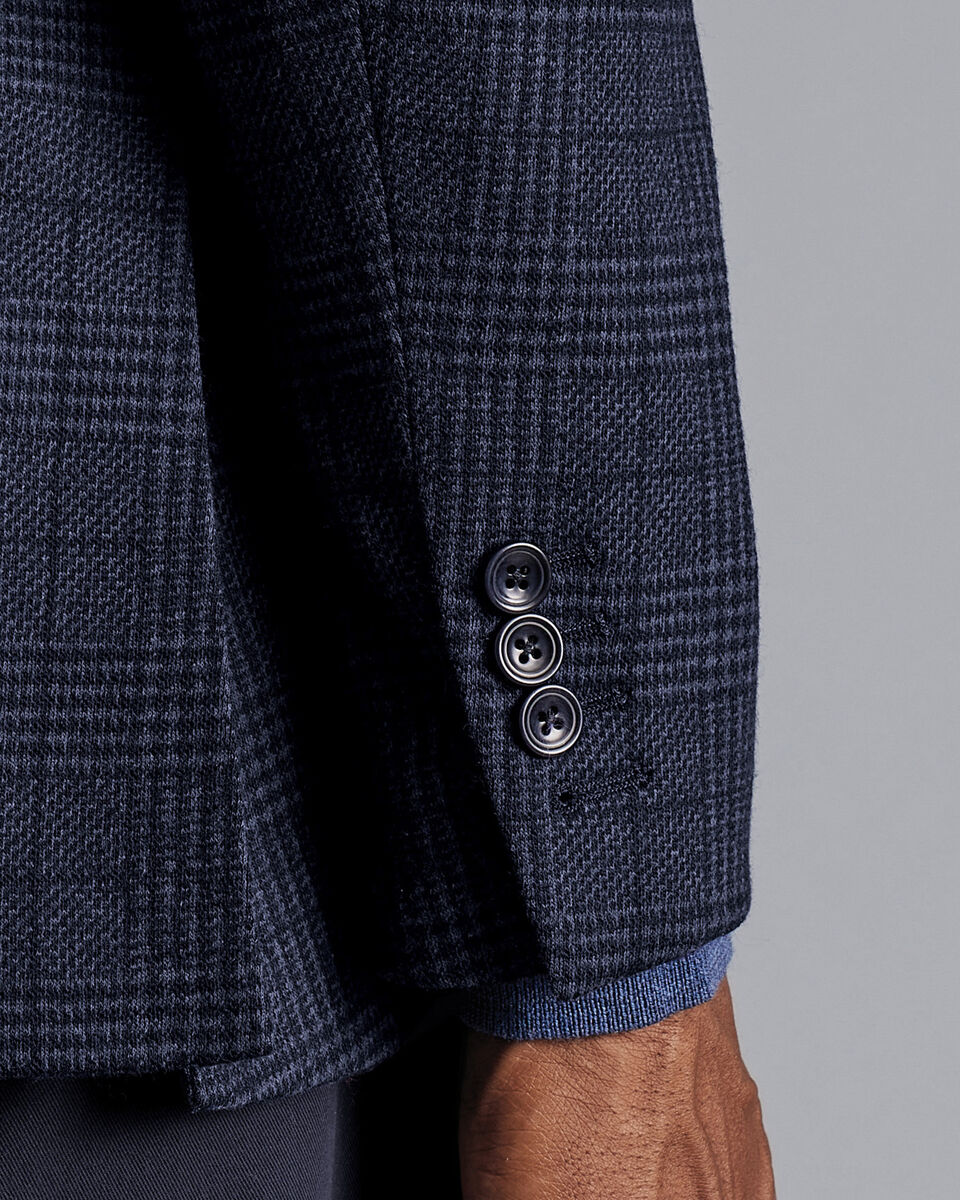 Prince of Wales Check Jersey Jacket - Denim Blue | Charles Tyrwhitt