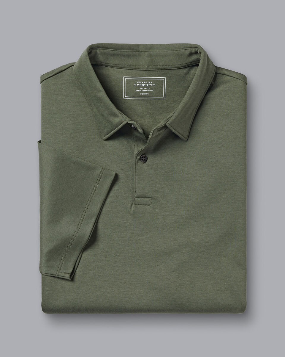 Smart Jersey Polo - Olive Green | Charles Tyrwhitt