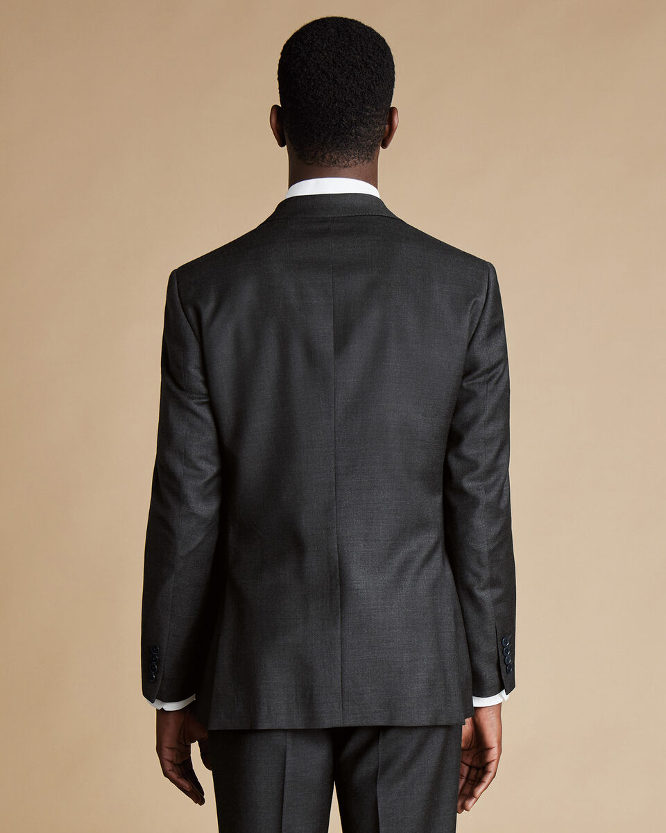 Natural Stretch Twill Suit Jacket - Charcoal | Charles Tyrwhitt