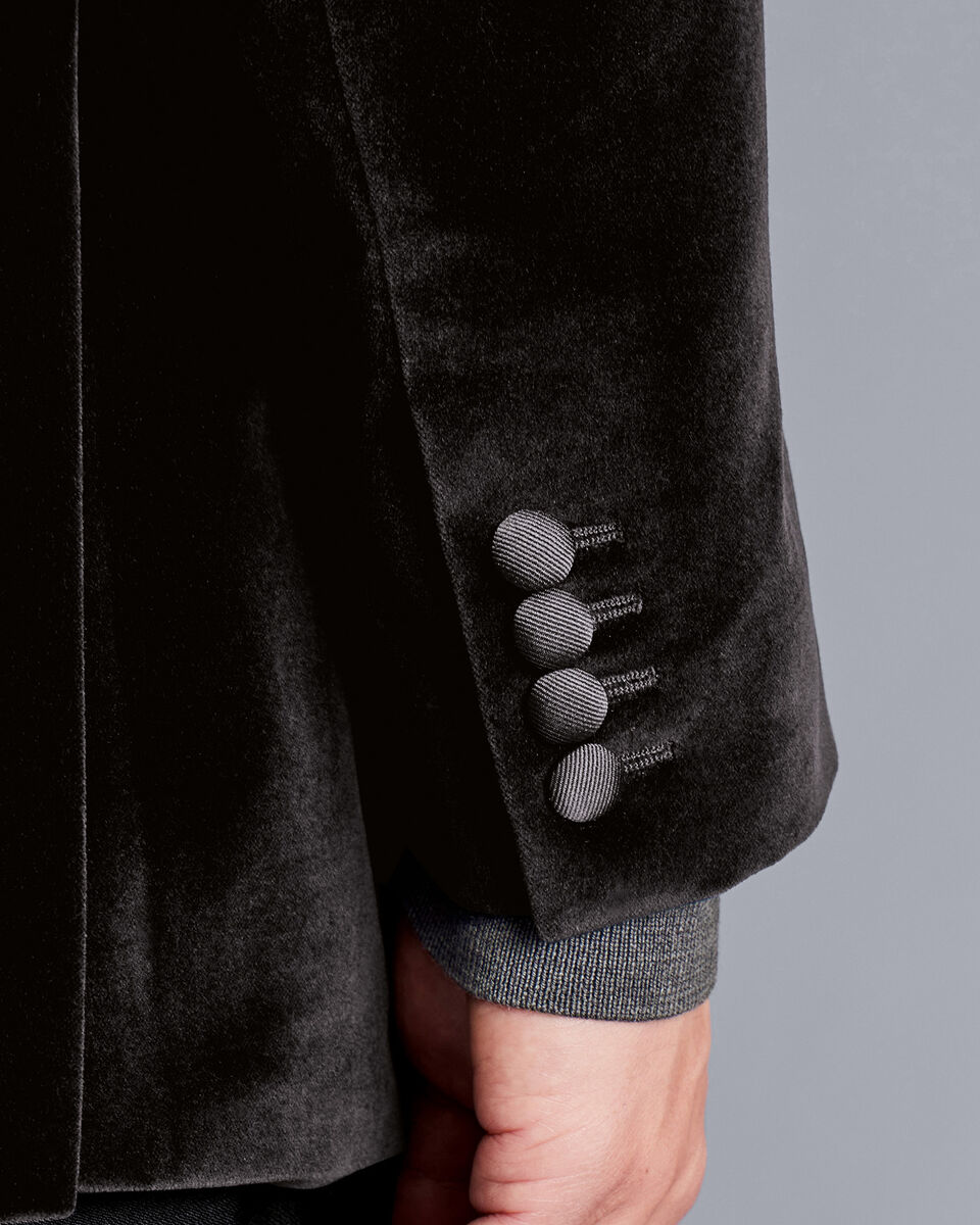 Italian Velvet Jacket - Black | Charles Tyrwhitt