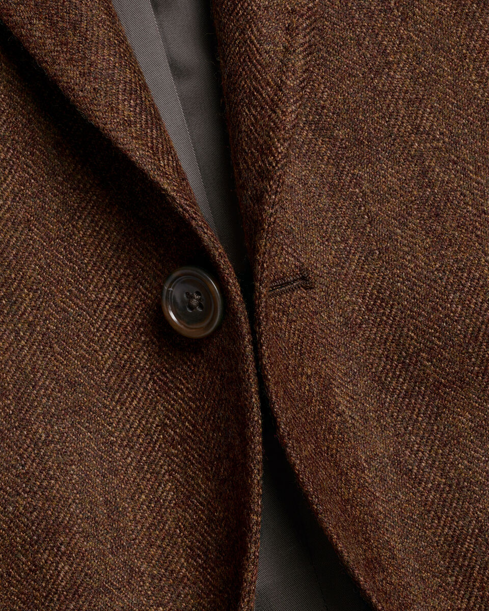 Herringbone Wool Texture Jacket - Toffee | Charles Tyrwhitt