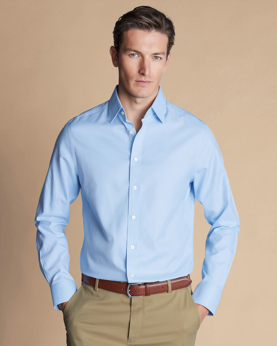 Chemise Col Classique Sérge Sans Repassage - Bleu ciel | Charles Tyrwhitt