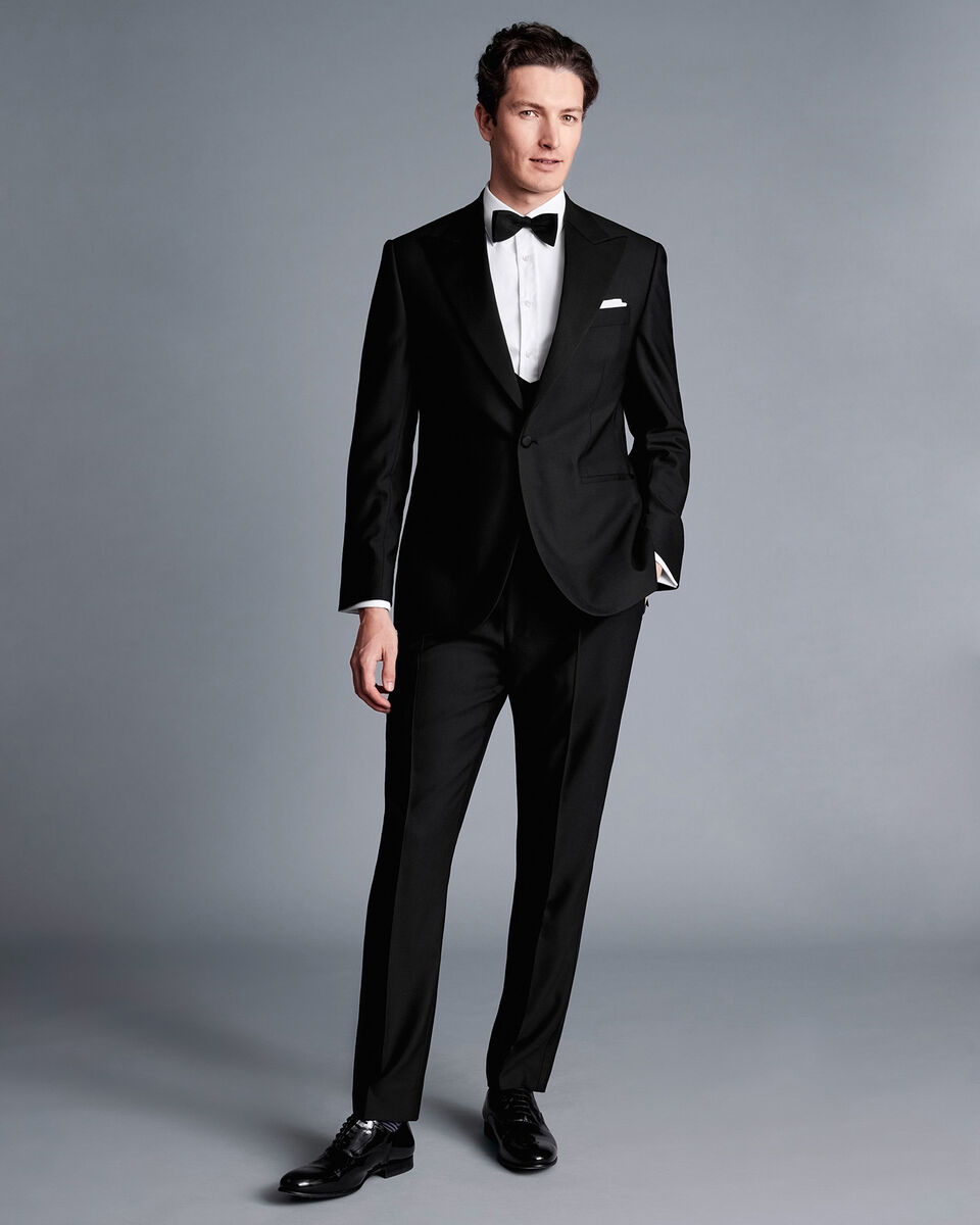 Peak Lapel Tuxedo Dinner Suit - Black | Charles Tyrwhitt