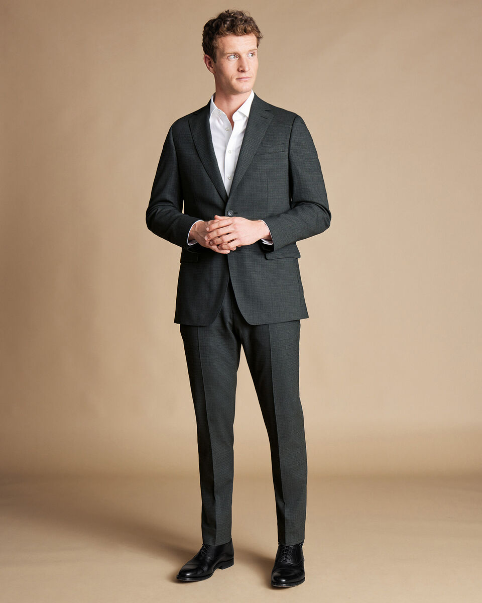 Micro Grid Check Suit - Grey | Charles Tyrwhitt